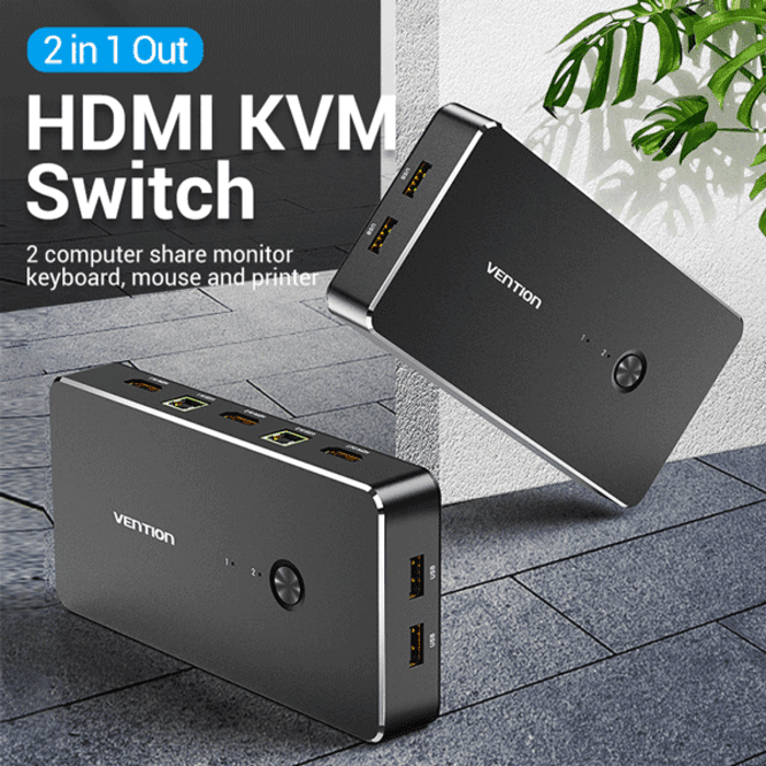 KVM სვიჩი HDMI Vention Model/Item-NO: 2 in 1 Out HDMI KVM Switch Black ...