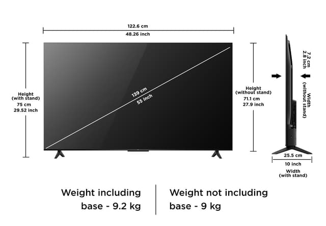 ტელევიზორი TCL TV 55"(140cm)/ 55V6B Edgeless Design Google TV 4K Hey ...
